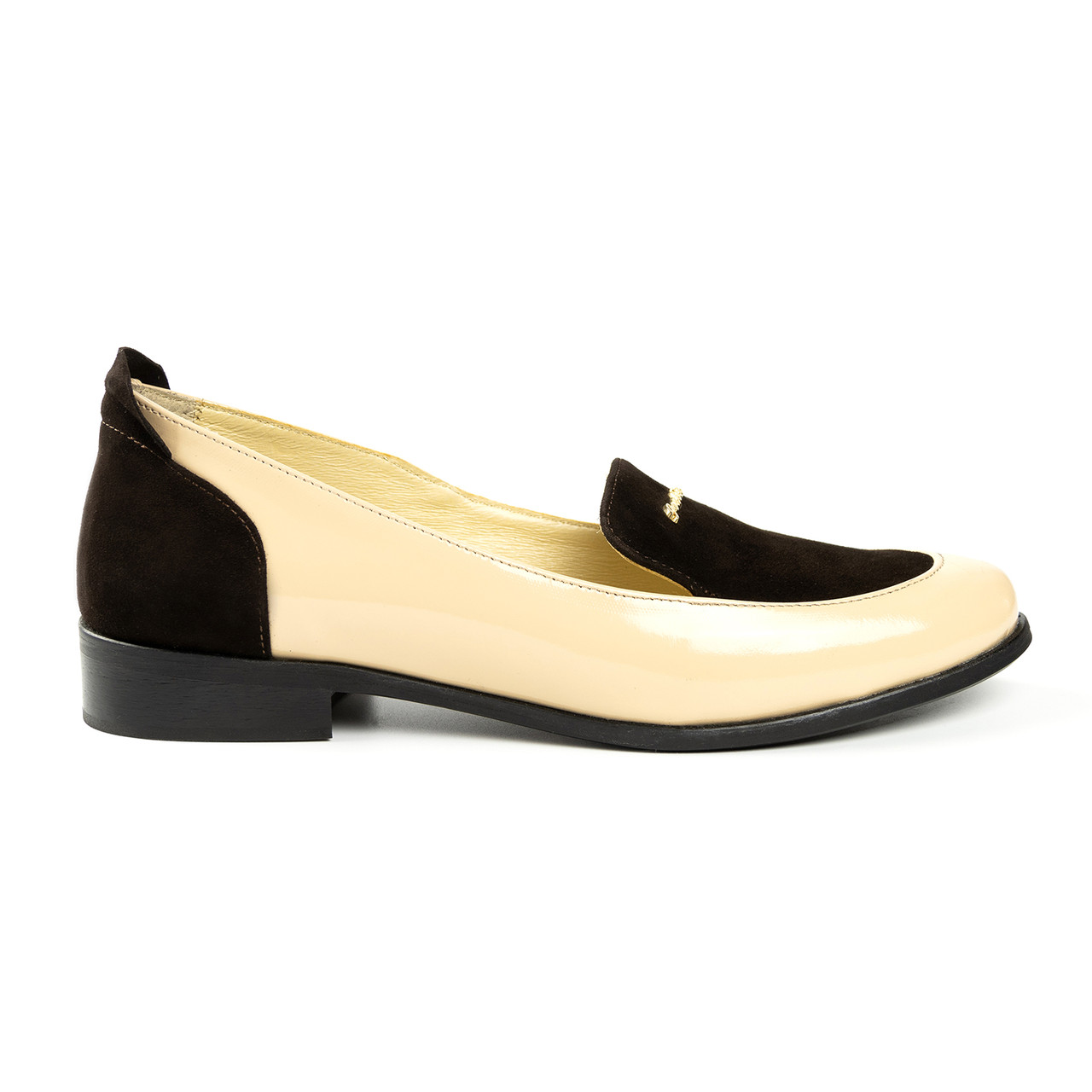 Женские Туфли Лоферы 36-37 Woman's Heel Бежевые Кожаные со Вставками Из ...
