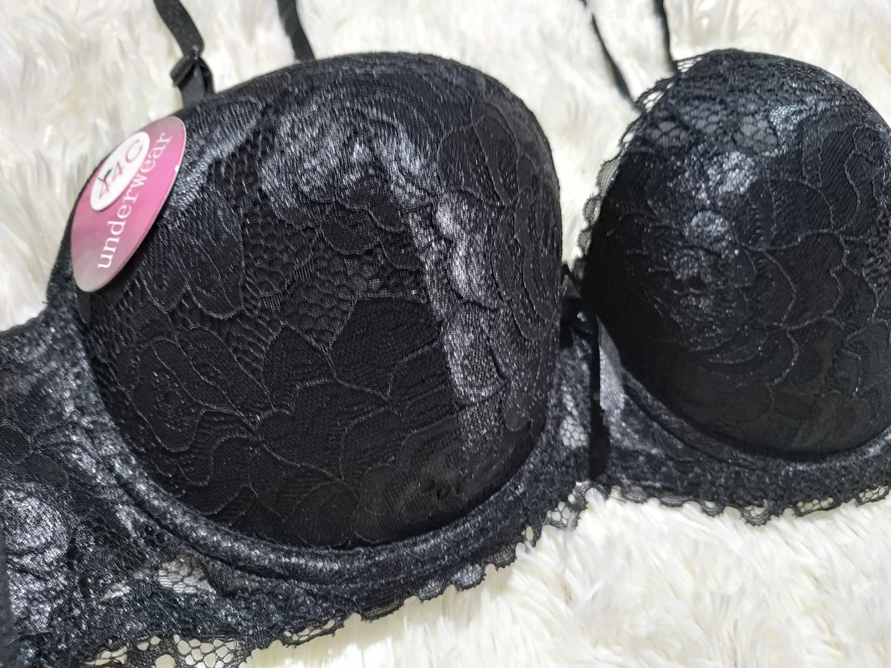 Купити Чорний бюстгальтер на поролоні жіночий ліфчик з гіпюром чашка (C) 80~85 на 2 гачки 3221 ...