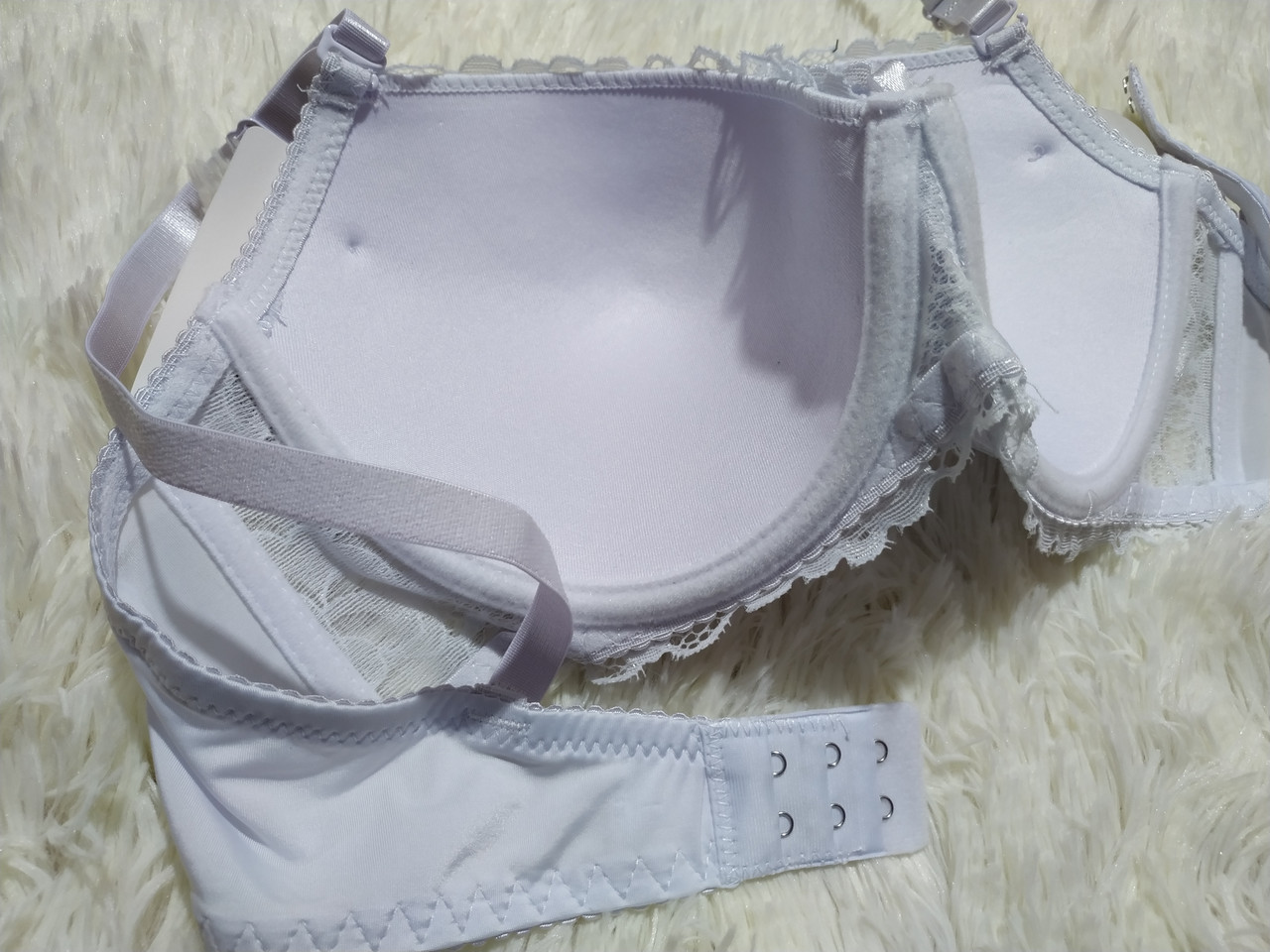 Купить Белый бюстгальтер на поролоне женский лифчик с гипюром чашка (C) 75~80 на 2 крючка 3221 ...