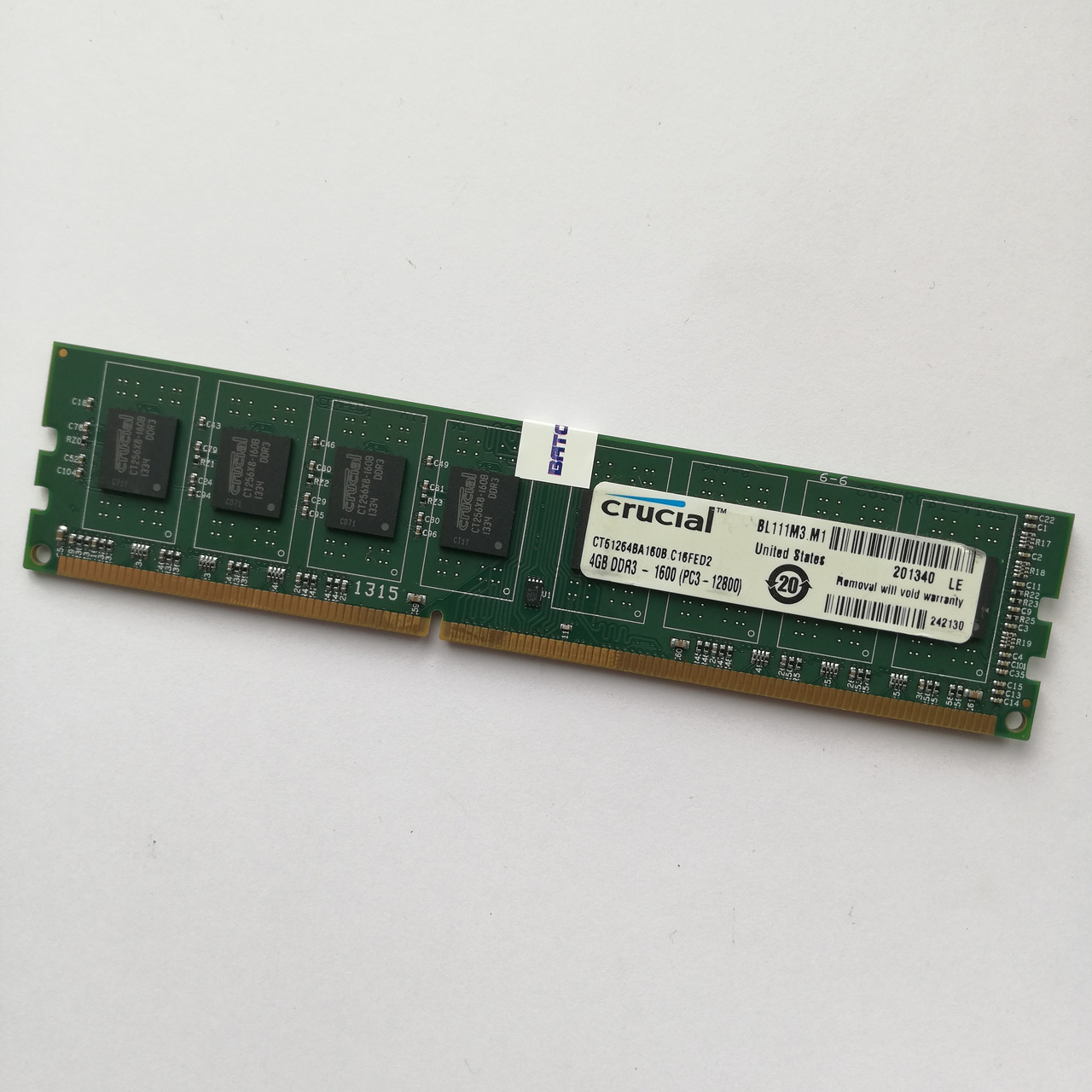 Оперативная память Crucial DDR3 4Gb 1600MHz PC3-12800U CL11 (CT51264BA160B.C16FED2) Б/У: продажа ...