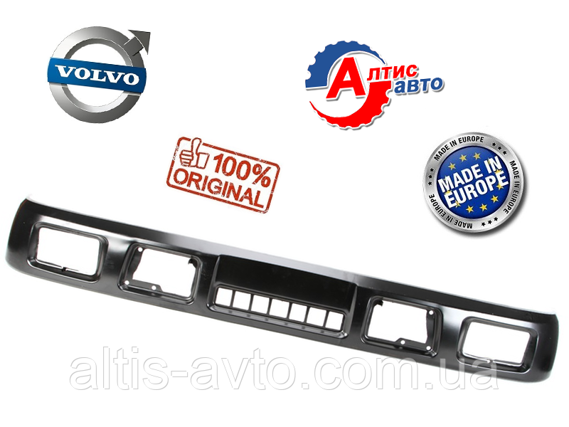 Бампер Volvo FH 12 металлический черный, передний (8144454, 8189329 ...