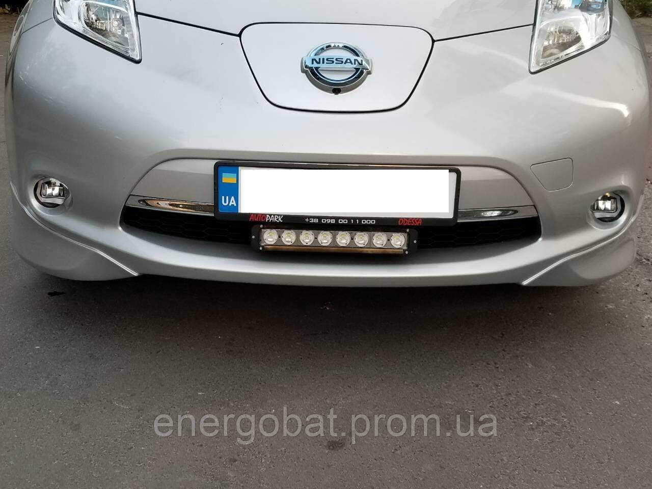 Накладки на передний бампер Nissan Leaf, Клыки (Уголки) Ниссан Лиф ...