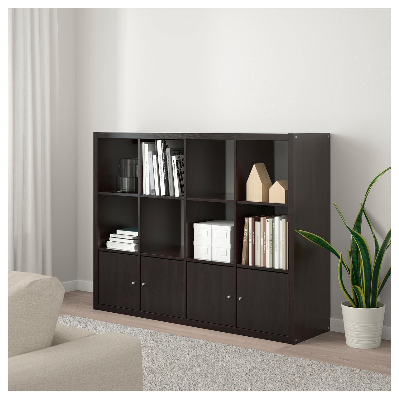 Стеллаж IKEA KALLAX 147x112 см черно-коричневый 192.782.53, цена 9588 ...