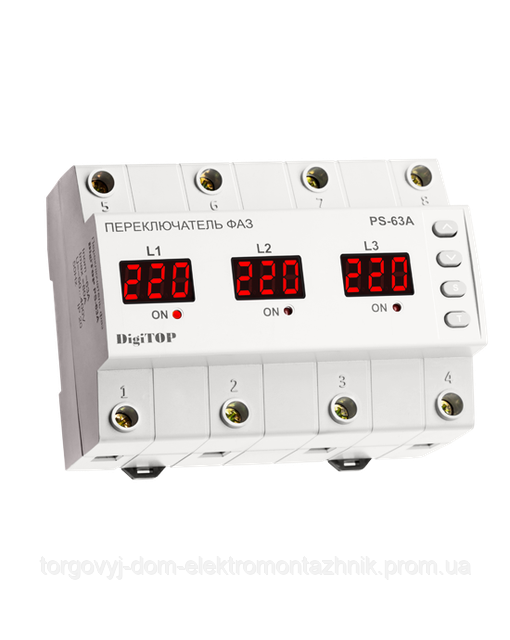 Купити Перемикач фаз DigiTOP PS-63A, ціна 2260 грн - Prom.ua (ID# 932350132)