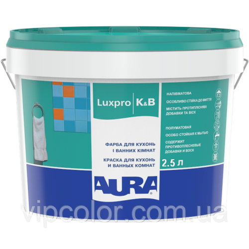 Aura Luxpro K&B Біла 2,5 л акрилатна Фарба для кухонь і ванних кімнат арт.4820166521654, ціна ...