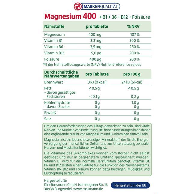 Купить Altapharma Magnesium 400+B1+B6+B12+Folsäure - Магнезия 400 мг+В1 ...