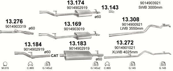 Глушитель Mercedes Sprinter 311D 2.2CDi 2000-2006 (80kw, 109hp ...