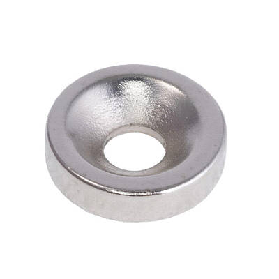 Магніт NdFeB, Шайба під потай D12 x d7/3,5 x 4 mm (N38), Ni + Cu + Ni ...