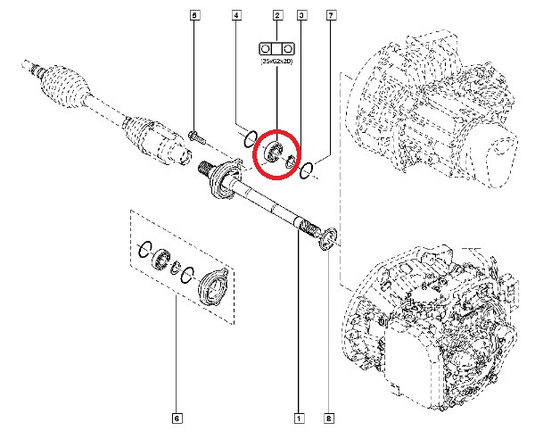 Підшипник (35 X 62 X 20) підвісний проміжного вала правої півосі ...
