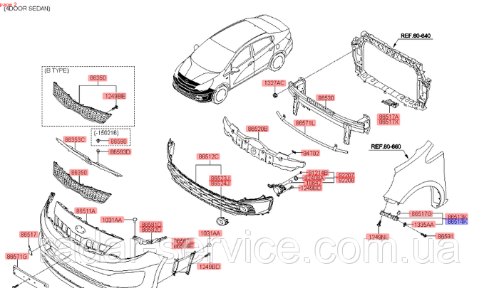 Купить Кронштейн переднего бампера к крылу правый, Kia Rio 2015 ...