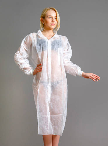 Халат одноразовый для посетителя на кнопках Polix PRO&MED (10шт/уп ...