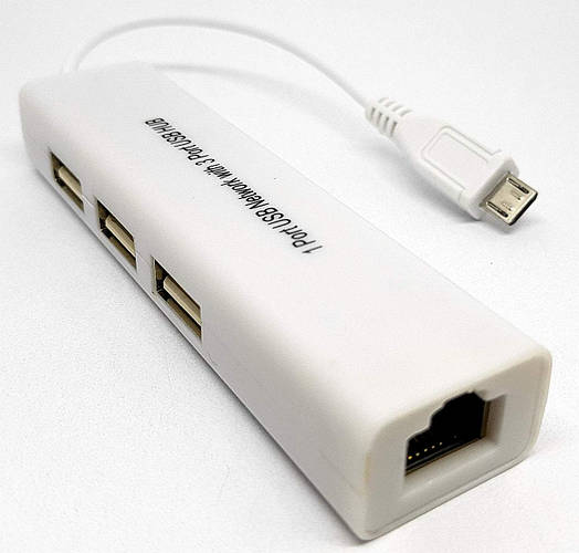 Micro Usb to LAN/USB hub OTG Мережева карта ( android перехідник ...