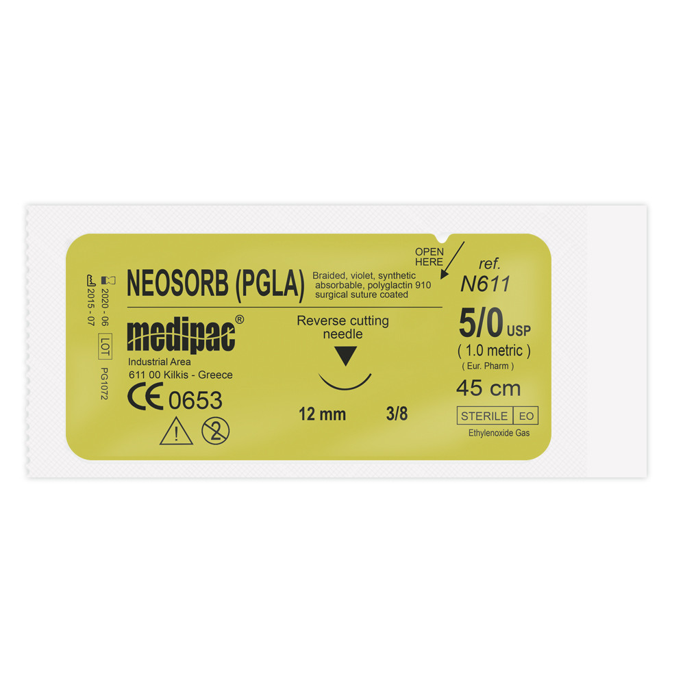 Хірургічний шовний матеріал NEOSORB 5/0, голка 16 мм, 3/8, зворотної ...