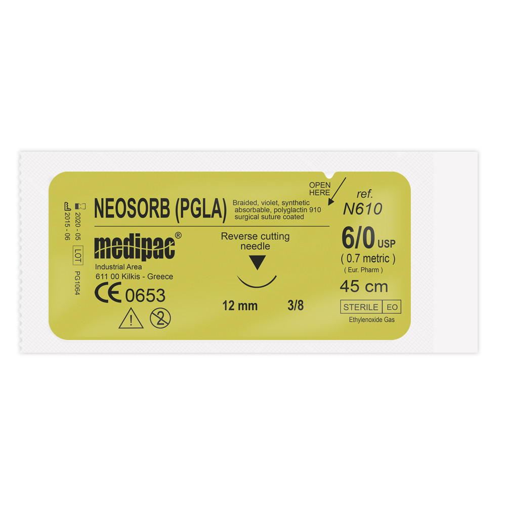 Хирургический шовный материал NEOSORB 6/0, игла 12 мм, 3/8, обратной ...