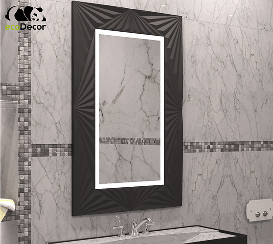 Купить Прямоугольное настенное зеркало с подсветкой для ванной в черной ...