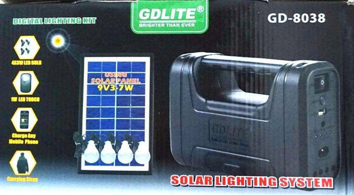 Портативная солнечная батарея GDLITE GD-8038 Solar Lighting System - аккумуляторный фонарь (ID ...