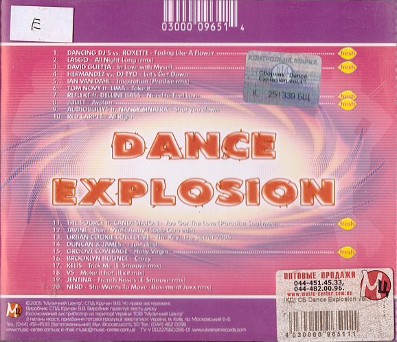 Купить CD-диск Various Dance Explosion (vol. 1). 20 самих свіжих та ...