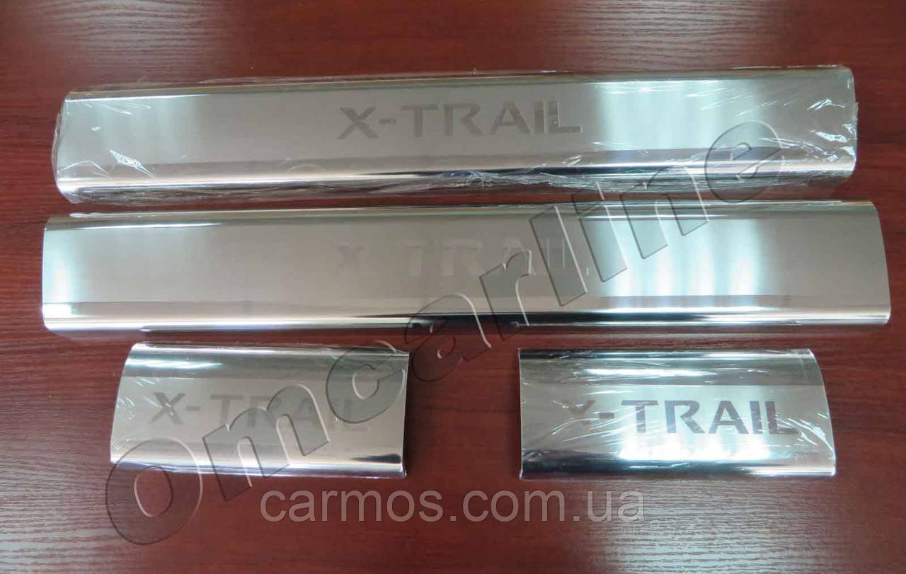 Накладки на пороги (на пластик) nissan X-trail (ниссан х-трейл) 2011 ...