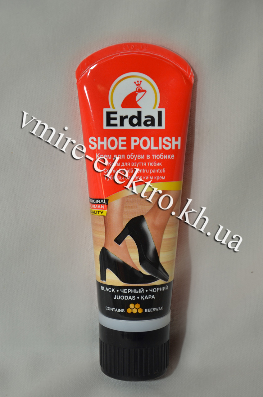 Купить Крем для обуви черный с губкой Shoe polish Erdal 60 мл в ...