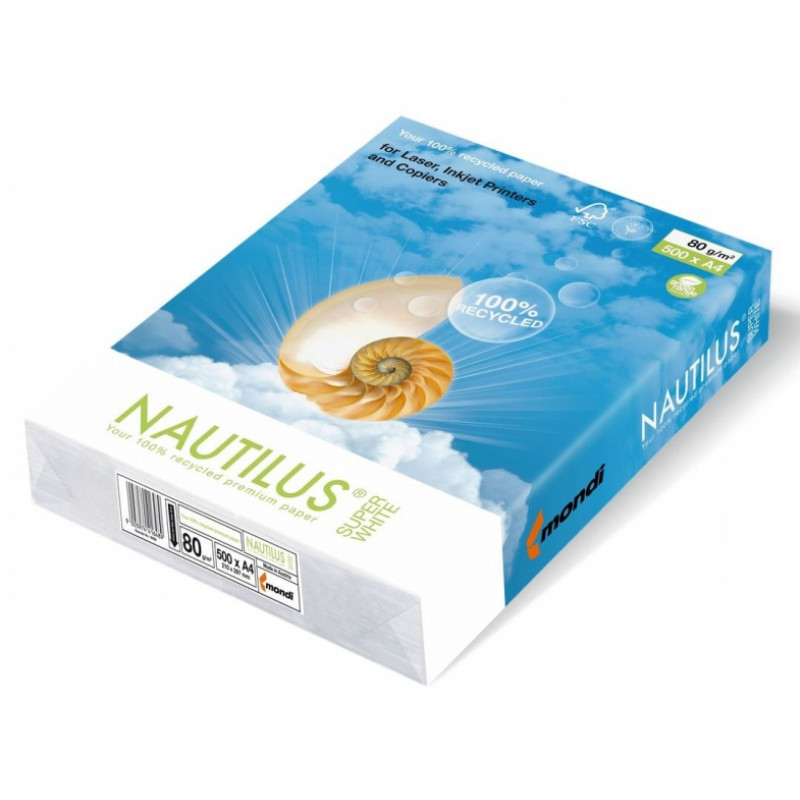 Эко бумага офисная Nautilus Super White А4 80г/м2 500л Recycled 100% ...