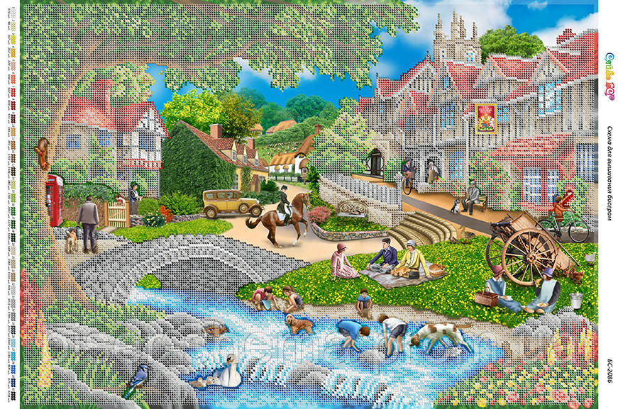 Купить Схема для частичной вышивки бисером - Летний городок, цена 94 ...