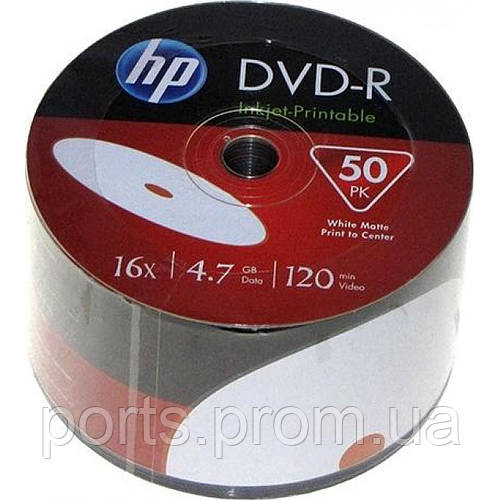 Диски DVD-R HP 4.7 gb 16 X printable для печати на принтере, цена 8.77 ...