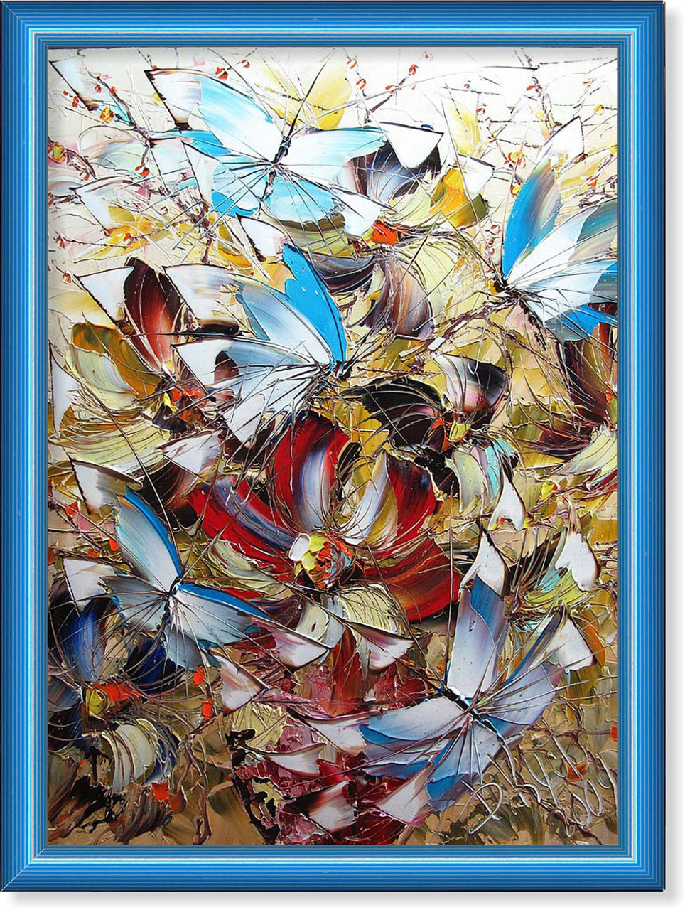 Купить Репродукция современной картины «Голубые бабочки», цена 530 ...