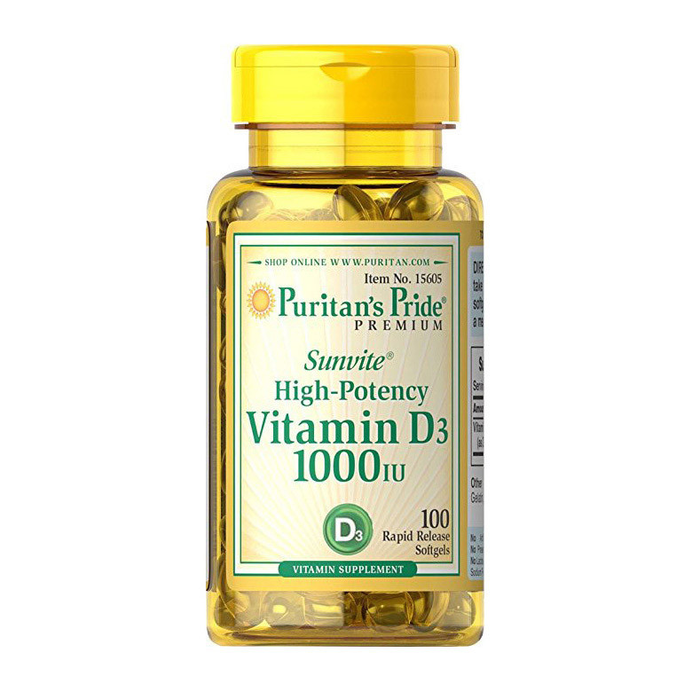 Vitamin D3 1000 IU (100 softgels) Puritan's Pride (ID#963006110), цена: 154.75 ₴, купить на Prom.ua