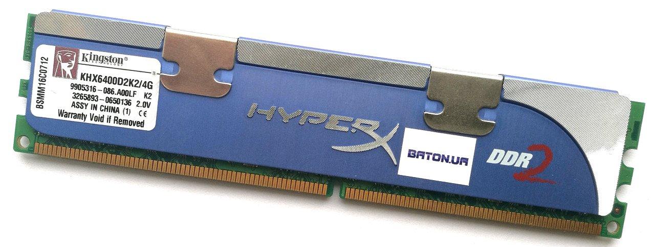 Игровая оперативная память Kingston DDR2 2Gb 800MHz PC2 6400U CL6 2.0V (KHX6400D2K2/4G) Б/У ...
