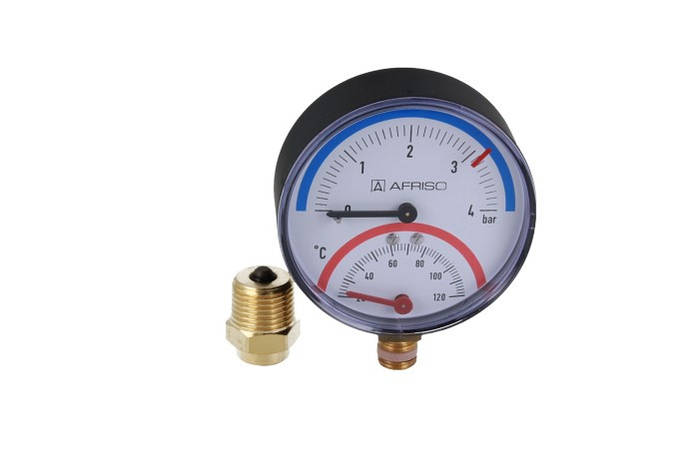 Термоманометр радіальный Afriso ТМ 80, 0-4 бар, 20-120°C, G1/4'' (63 337) (ID#1003647720), цена ...