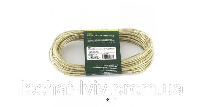 Трос бельевой металлополимерный 5 мм х 100 м канат стальной в ПВХ ...