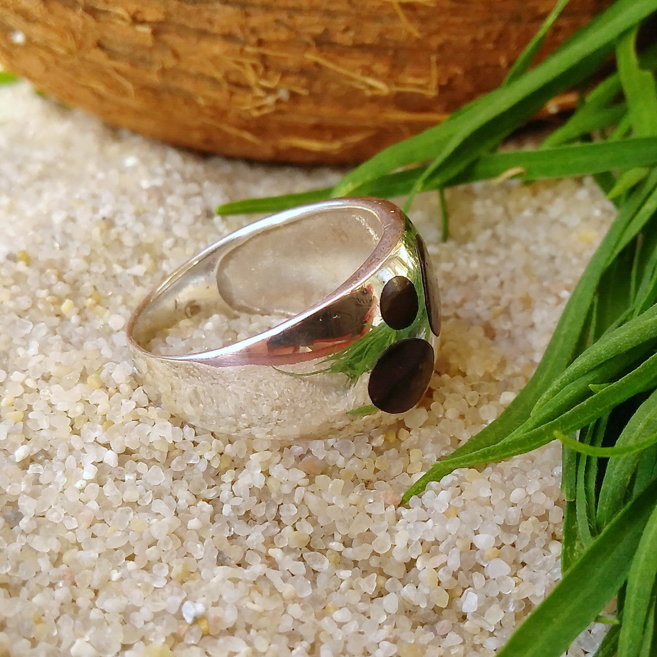 Кольцо с кокосом серебряное женское деревянная вставка: продажа, цена в ...