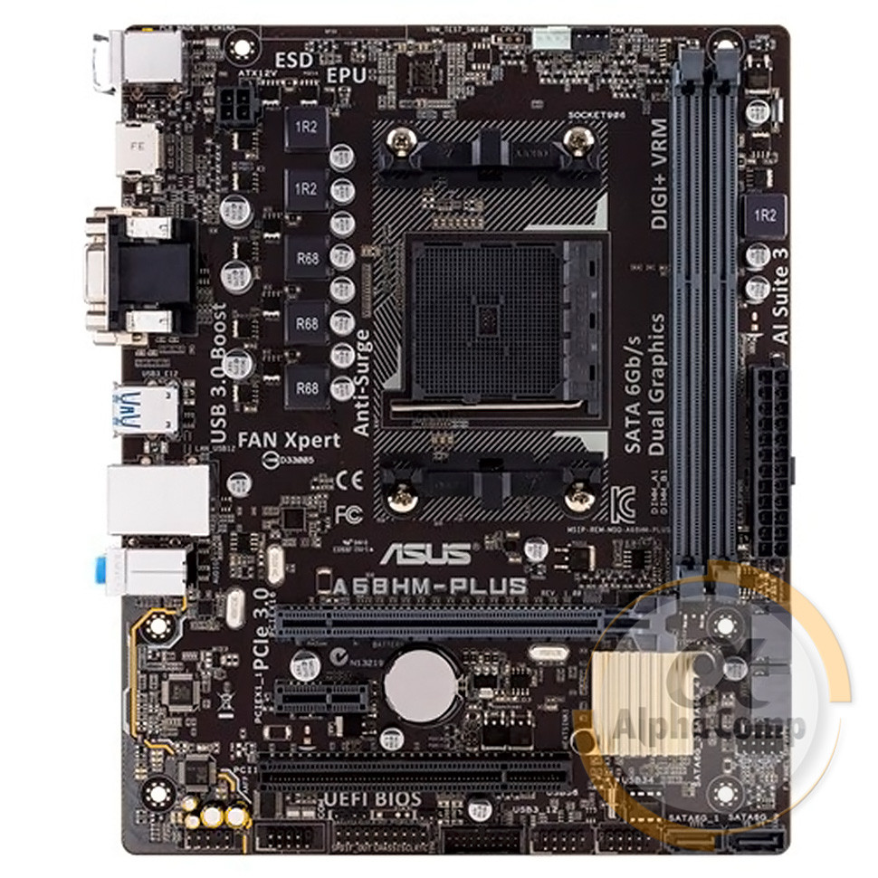 Материнская плата Asus A68HM-PLUS (FM2+/AMD A68H/2×DDR3) БУ (ID ...