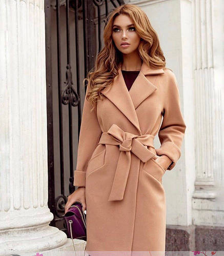 Купить Пальто до колена с поясом и карманами кашемир, цена 1540 грн ...