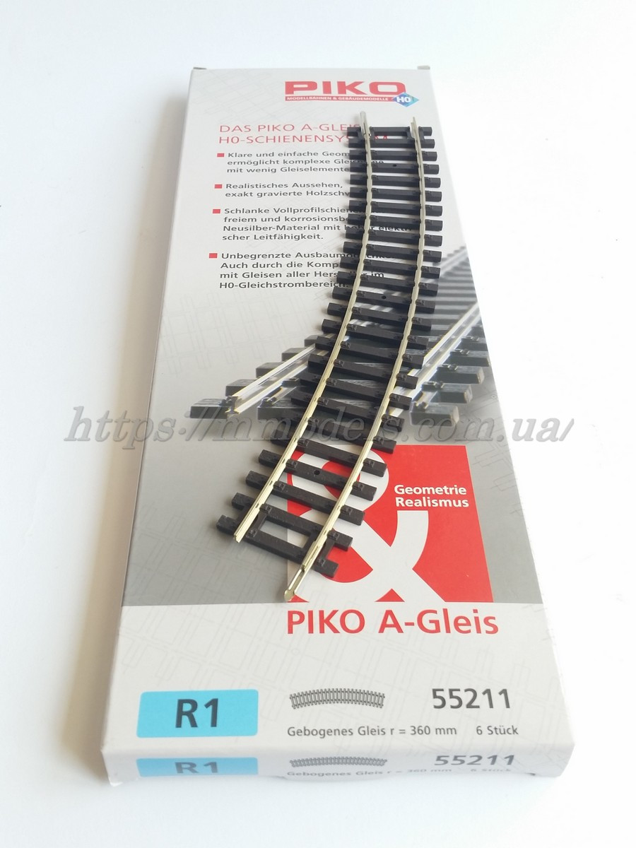 Рельсовый материал PIKO A-Gleis радиусный рельс R1( радиус кривой 360 ...