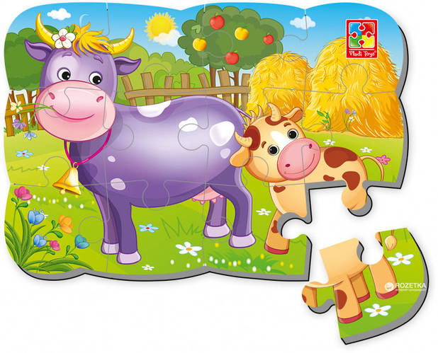 Купить Пазлы на магните А5 "Корова и теленок" укр., VT3205-74, цена 64 ₴ — Prom.ua (ID#1021960762)