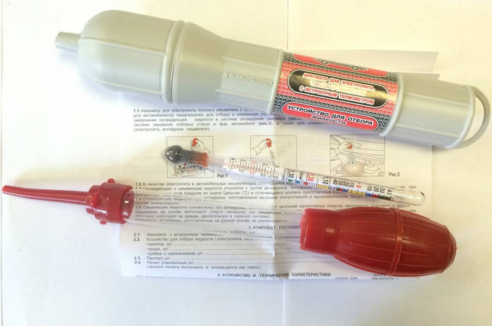 Ареометр (аэрометр) для измерения плотности электролита, тосола и ...