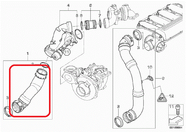 Патрубок интеркуллера BMW E60, E61 11617797698 и детали для иномарок ...