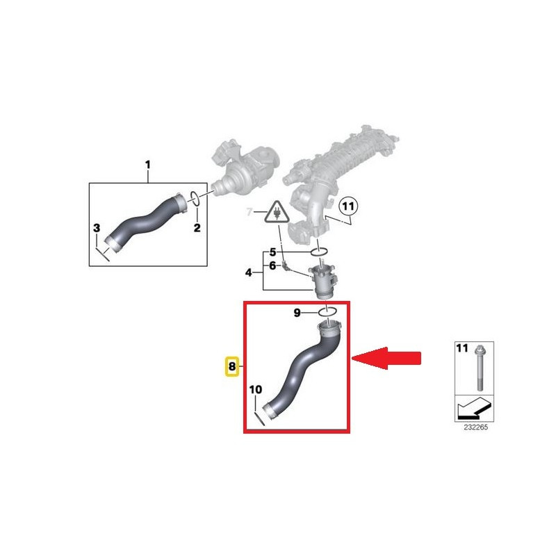 Патрубок турбонаддува BMW E90, E91, E92, E93, E84 11618513289 и детали ...