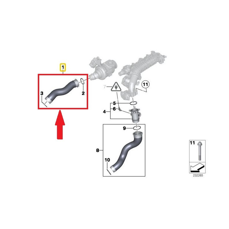 Патрубок интеркуллера BMW E90, E91, E92, E93, E84 11618513288 и детали ...
