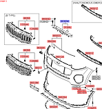 Накладка радиатора верхняя киа Спортейдж 4, KIA Sportage 2016-21 QL ...