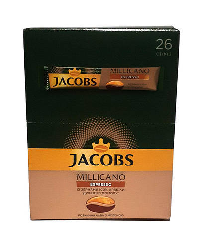 Кофе растворимый Jacobs Millicano Espresso 26 x 1,8 г в стиках, цена ...