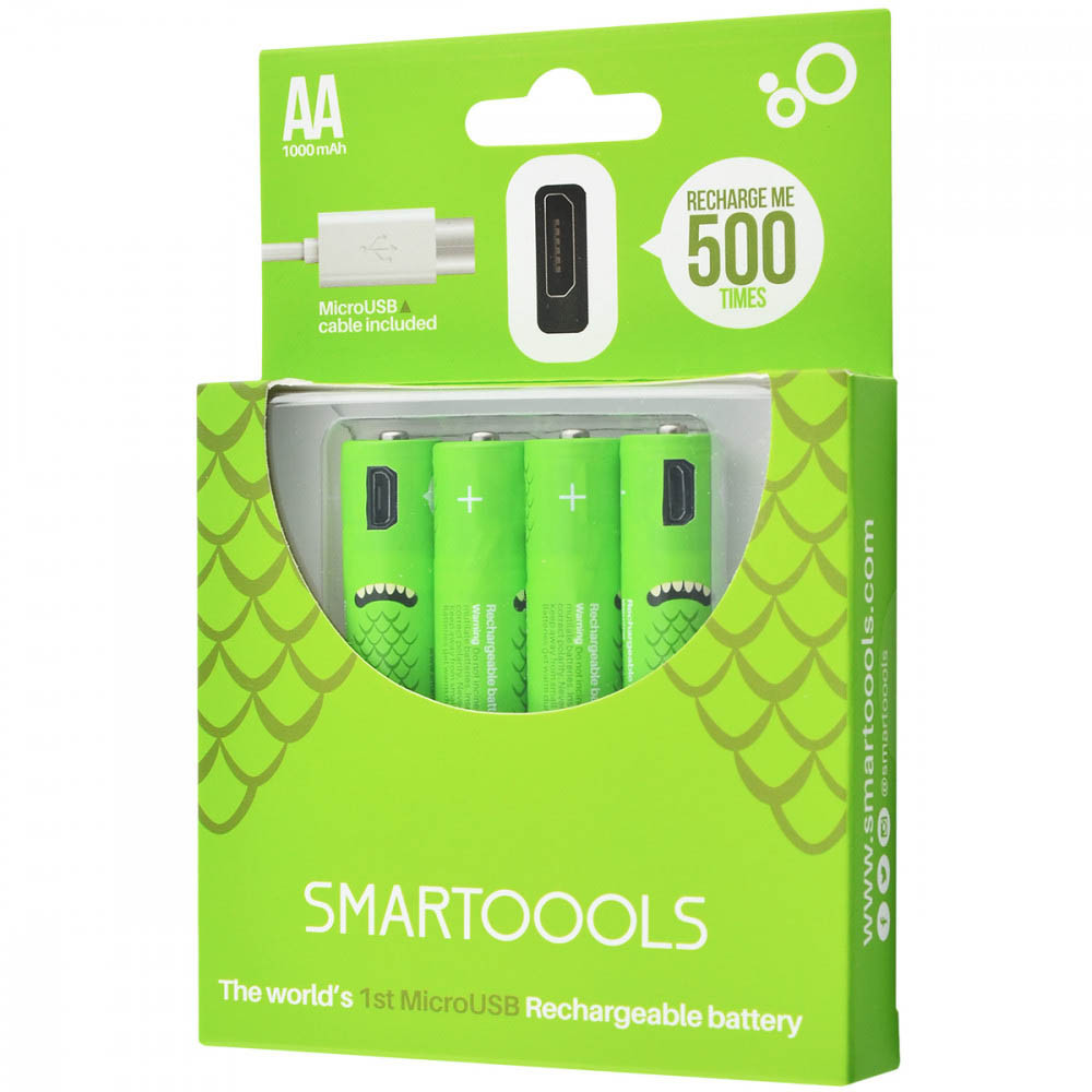Комплект 4 шт. багатозарядних батарейок Smartoools USB 4АА 1000mah ...