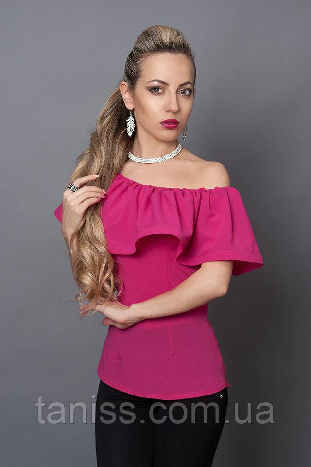 Летняя Нарядная Молодежная Блузка, Плечи Открыты, Широкая Пелеринка , Креп-шифон Р. 40,42,44,46 ...