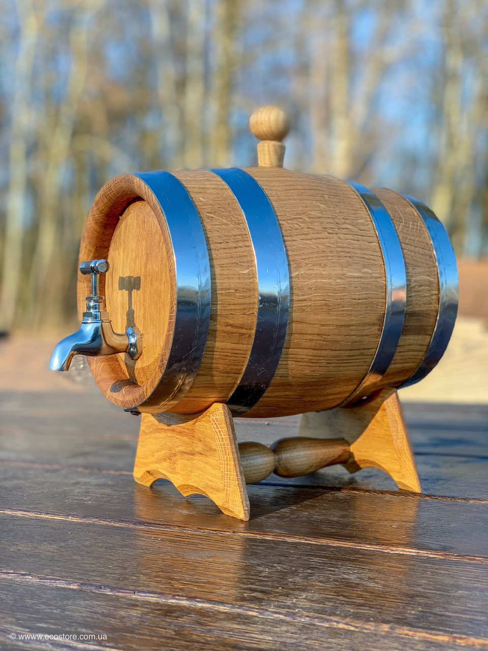 Дубовая бочка 5л для вина, коньяка, виски, рома (латунный кран ...