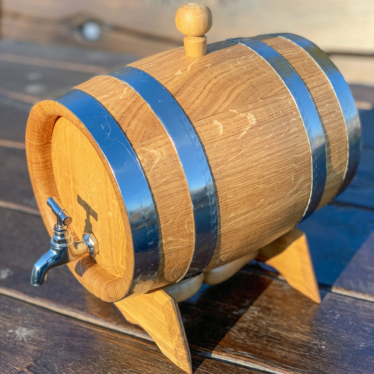 Дубовая бочка 5л для вина, коньяка, виски, рома (латунный кран ...