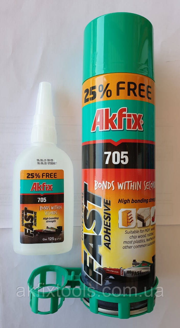 Купити Клей з активатором для експрес-клеювання Akfix 705 500 мл/125г у Харкові від компанії ...
