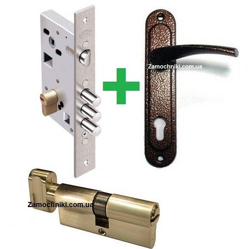 Замок Ельбор кремень 1.03.25 з циліндром і коричневими ручками, ціна ...