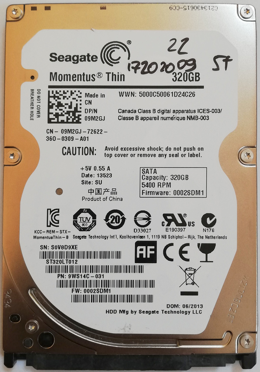 Жесткий диск для ноутбука Seagate Momentus Thin 320GB 2.5" 16MB 5400rpm (ST320LT012) SATAII 3Gb ...