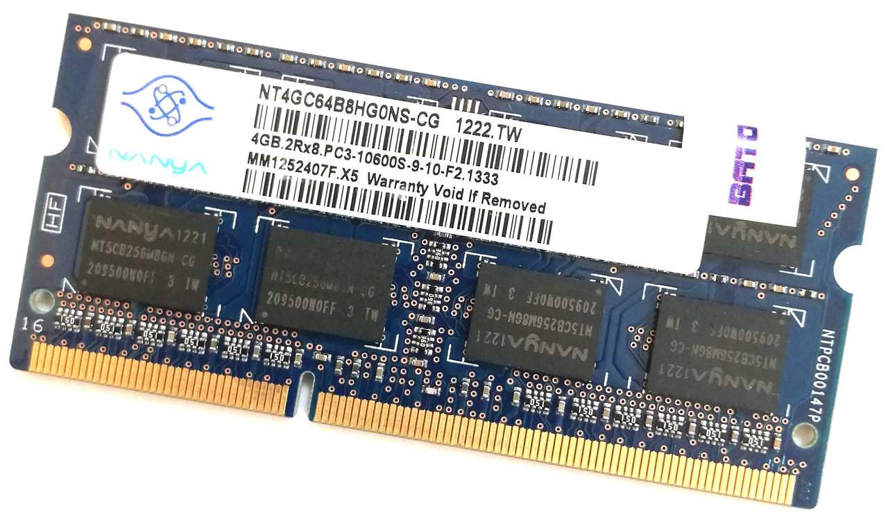 Оперативная память для ноутбука Nanya SODIMM DDR3 4Gb 1333MHz PC3-10600s 2R8 CL9 (NT4GC64B8HG0NS ...
